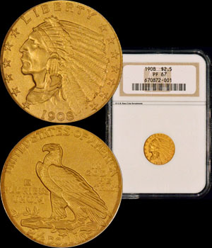 1908 Quarter Eagle 1915 Quarter Eagle: Set of Two Proof Indian Head ...